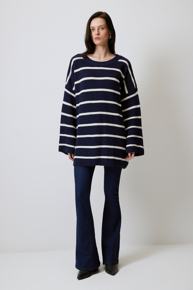 STRIPED OVERSIZE KNIT TUNIC – Touche Prive International