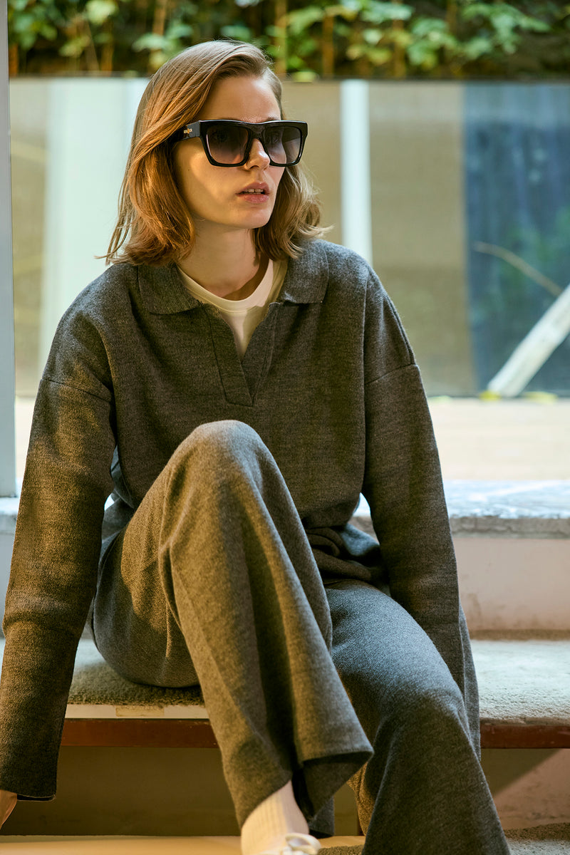 KNIT COLLAR TUNIC AND TROUSER SET – Touche Prive International