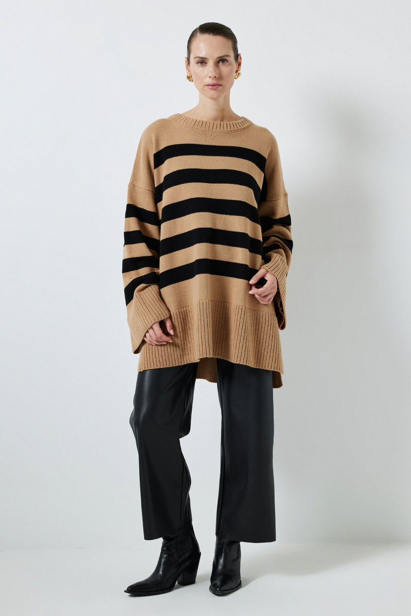 STRIPED OVERSIZE KNIT TUNIC – Touche Prive International