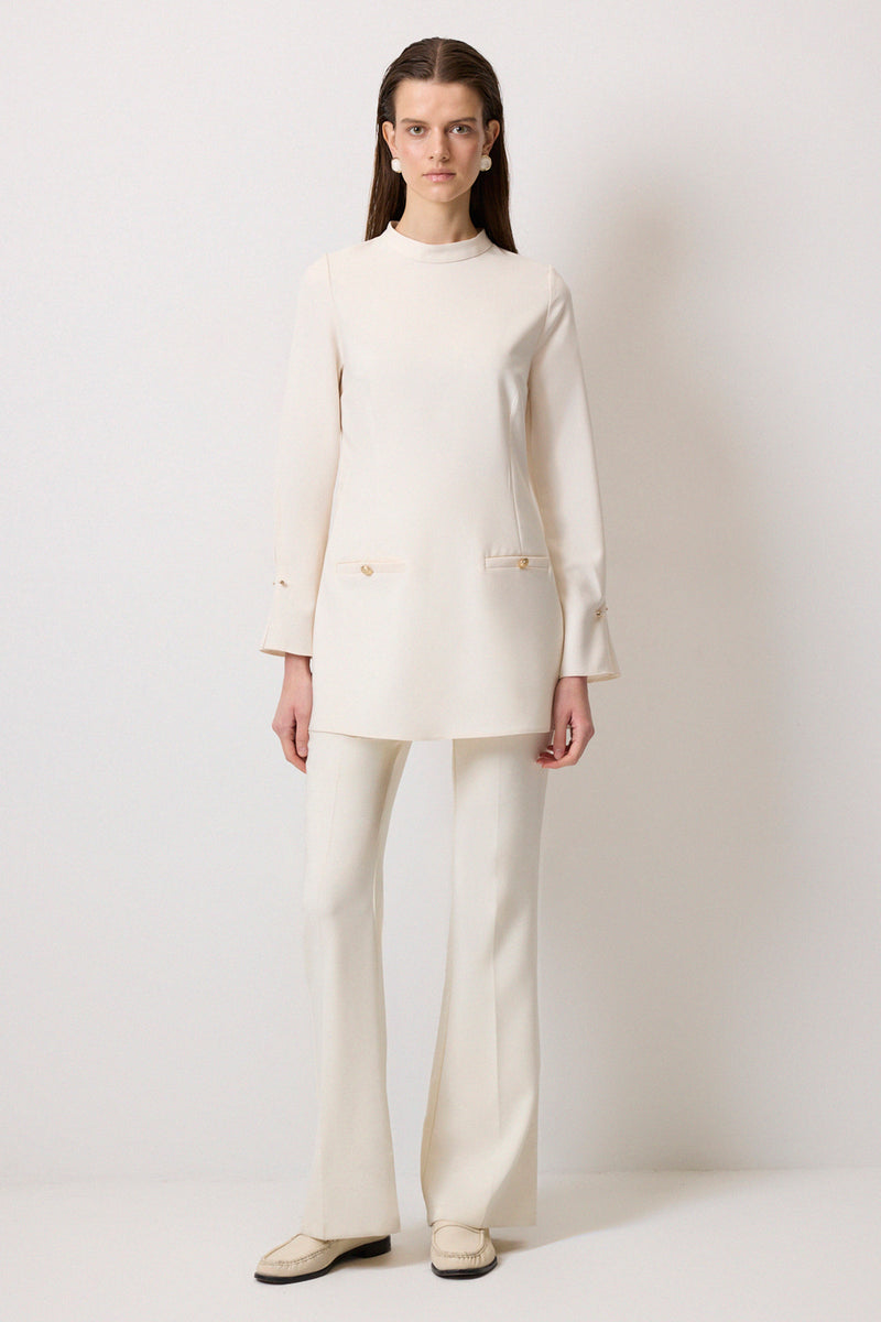 HIGH NECK TUNIC WITH GOLD DETAIL – Touche Prive International