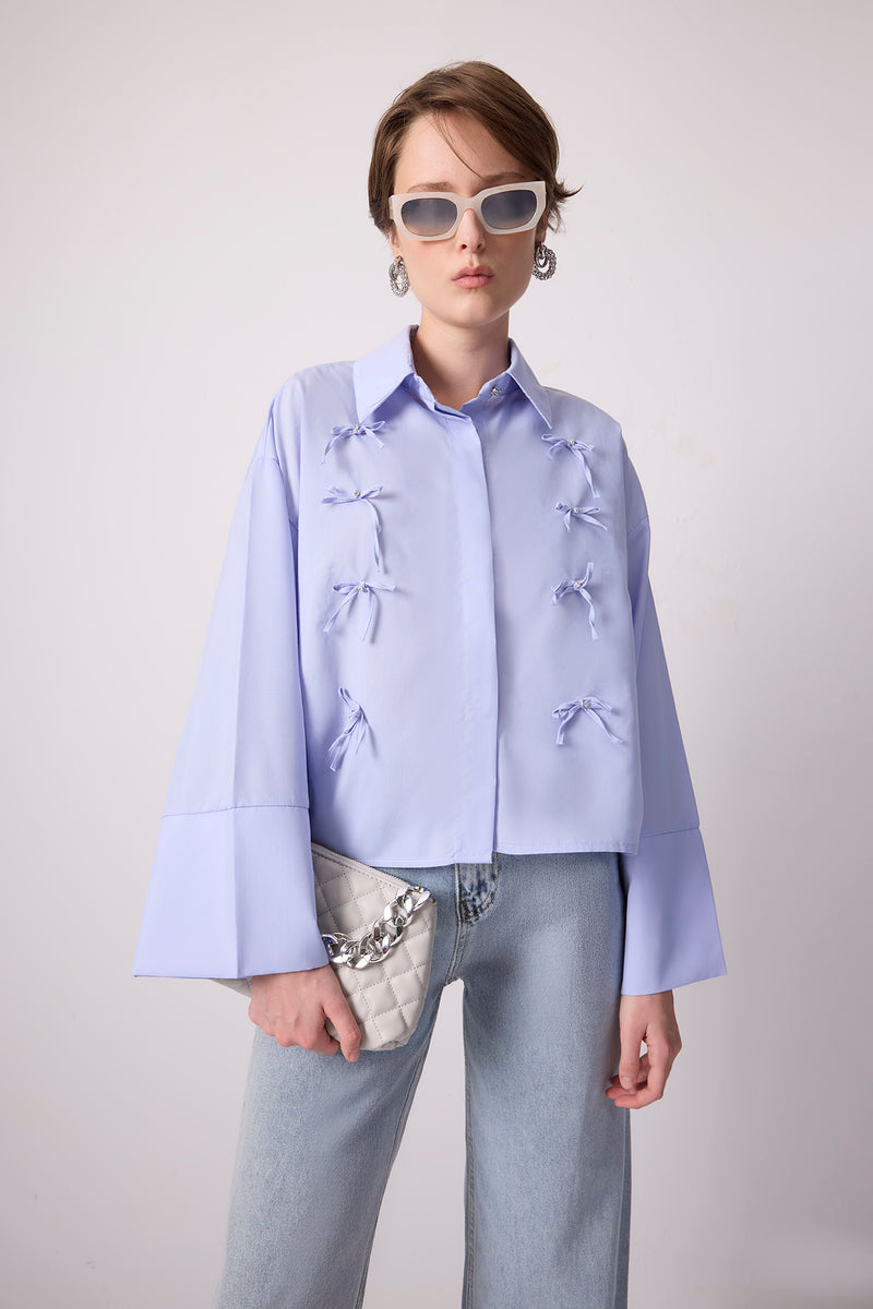 100% COTTON OVERSIZE BOW SHIRT – Touche Prive International