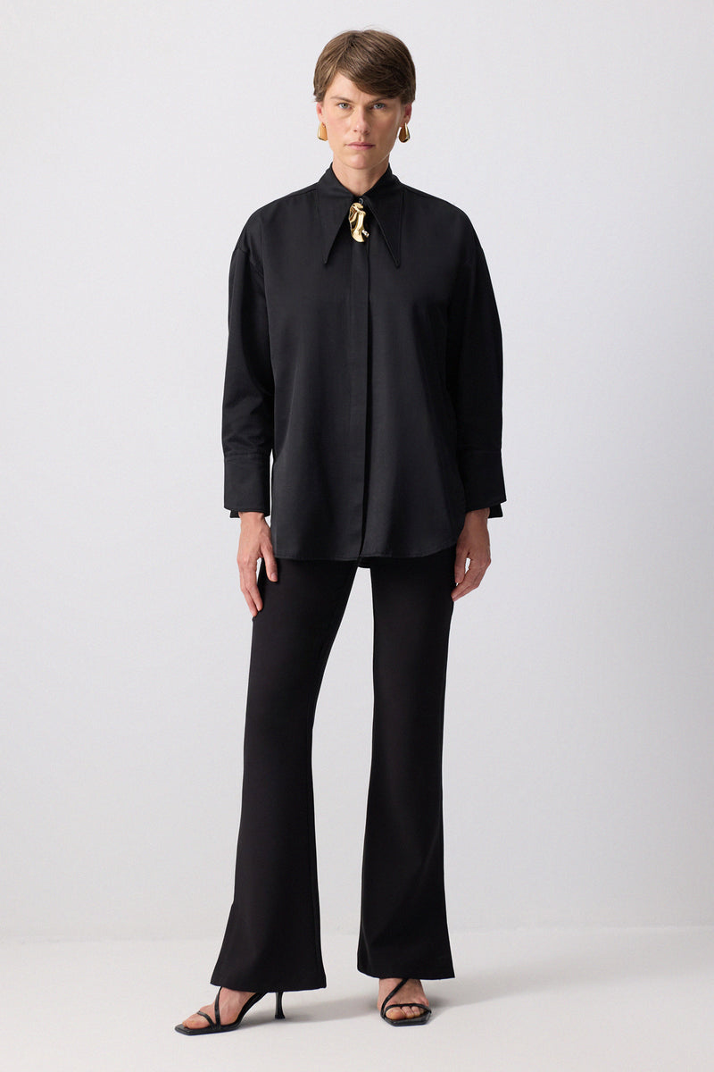 SHIRT WITH METAL BROOCH – Touche Prive International
